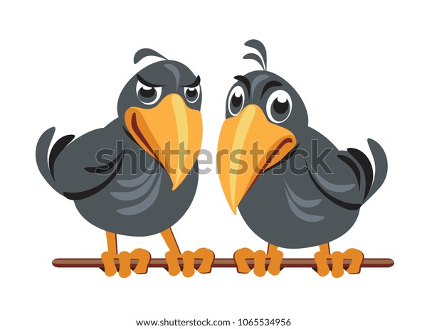 Cunning Discontented Crow Different Emotions Stock Vector (Royalty Free ...