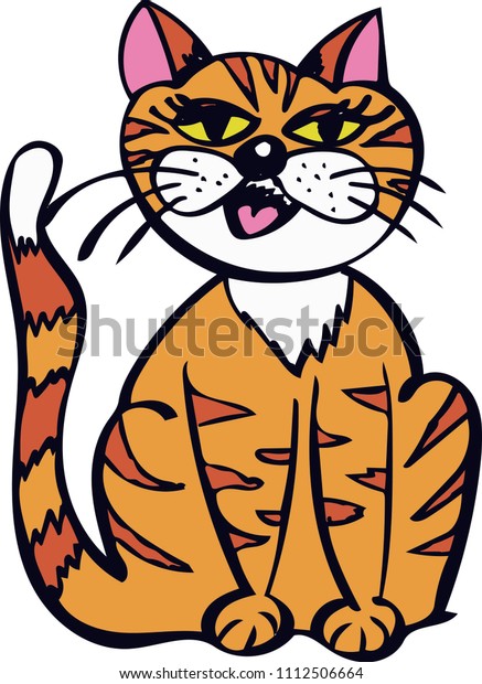Cunning Red Brazen House Cartoon Cat Stock Vector (Royalty Free ...