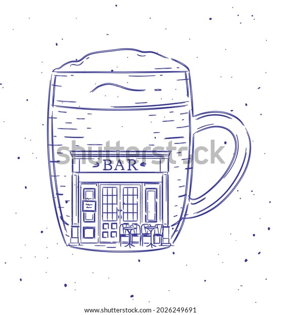 Cup Beer Storefront Bar Drawing Vintage Stock Vector (Royalty Free ...
