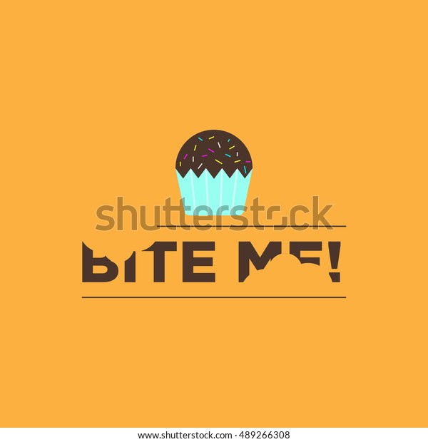Cup Cake Icon Bite Me Concept Stock Vector (Royalty Free) 489266308 ...