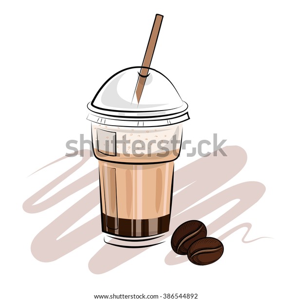 Cup Coffee Hand Drawn Vector Frappe Stock Vector (Royalty Free ...