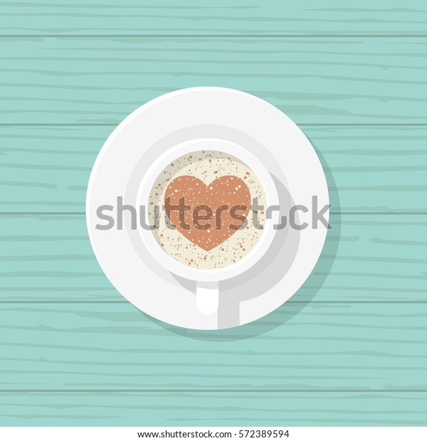 Cup Coffee Heart Shape White Cup Stock Vector (Royalty Free) 572389594