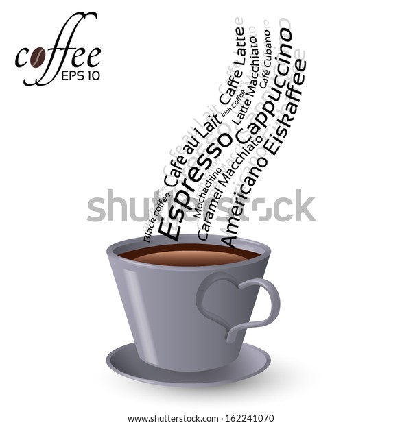 Cup Coffee Words Popular Types Coffee Stock Vector (Royalty Free ...
