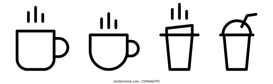 Cup Icons Set Cup Coffee Outline Stock Vector (Royalty Free) 2190646793 ...