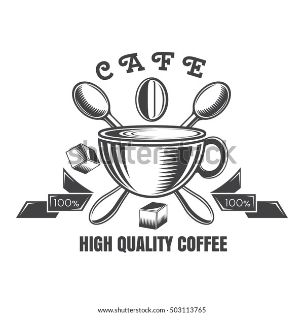 Cup Ribbons Cross Spoons Logo Cafe Stock Vector (Royalty Free) 503113765
