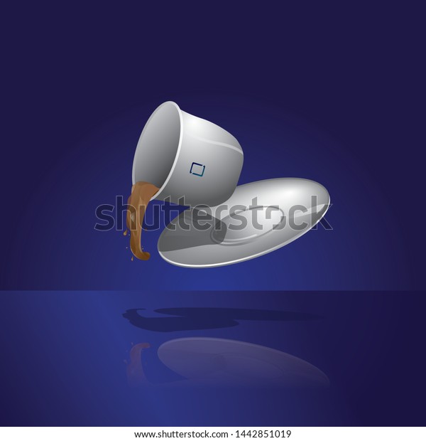 Cup Spilling Coffee Vector Illustration 3d Stock Vector (Royalty Free ...