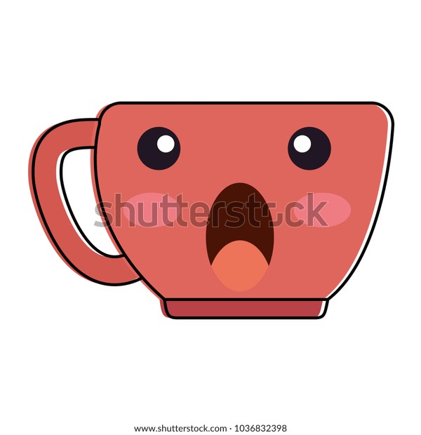 Cup Terrified Face Kawaii Character Stock Vector (Royalty Free ...