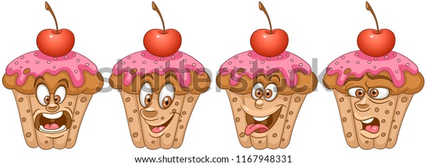Cupcake Bakery Pastry Concept Emoji Emoticon Stock Vector (Royalty Free ...