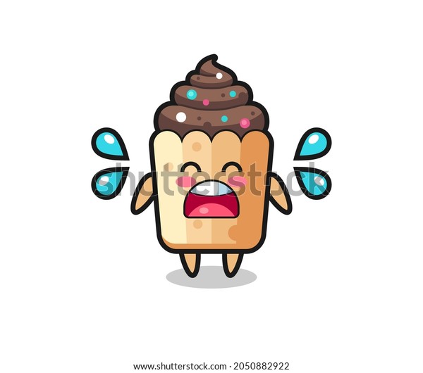 Cupcake Cartoon Illustration Crying Gesture Cute Stock Vector (Royalty ...
