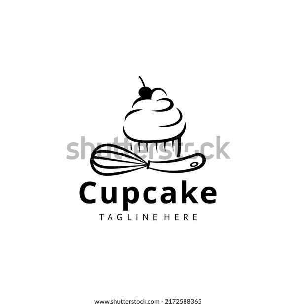 Cupcake Logo Vector Illustration Isolated Background: เวกเตอร์สต็อก ...
