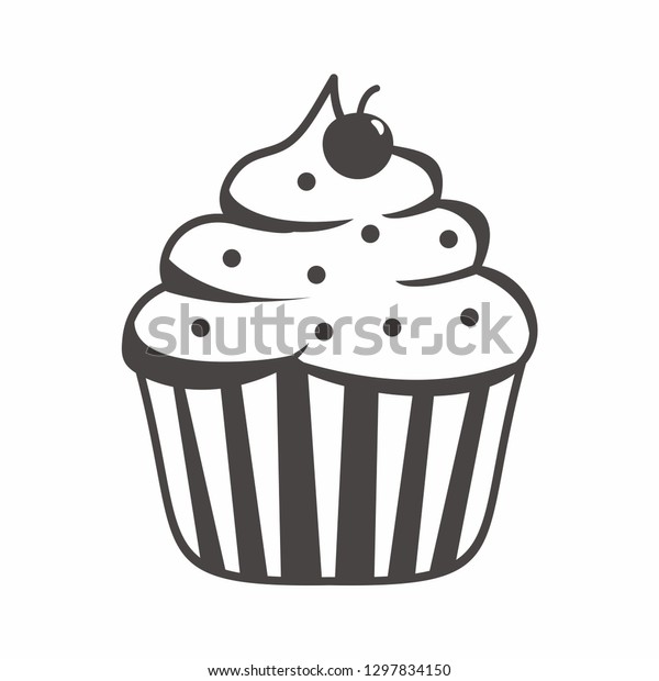 Cupcake Vector Illustration Black White Color Stock Vector (Royalty ...