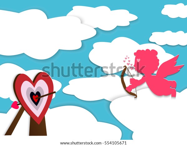 Cupid Angel Bow Shooting Arrow Heart Stock Vector (Royalty Free) 554105671