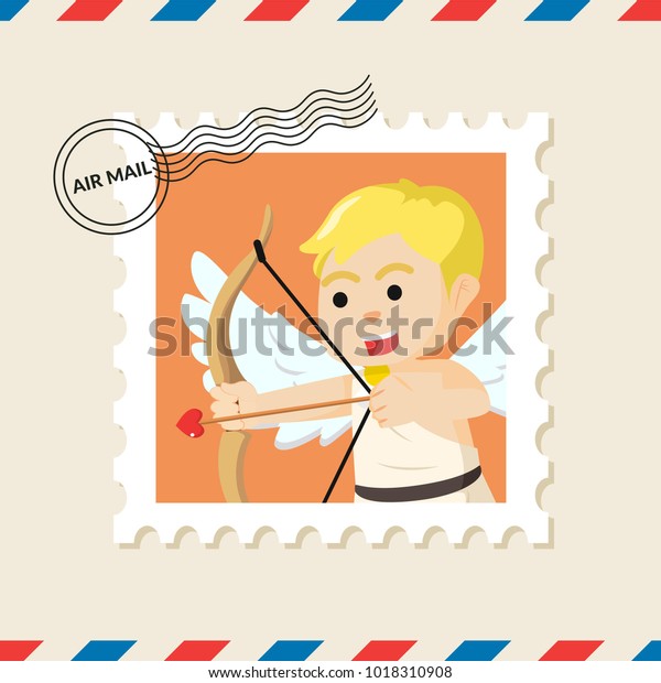 Cupid Boy Postage Stamp On Air Stock Vector (Royalty Free) 1018310908 ...