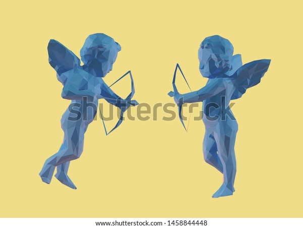 Cupid Set Blue Cupidon On Yellow Stock Vector (Royalty Free) 1458844448 ...