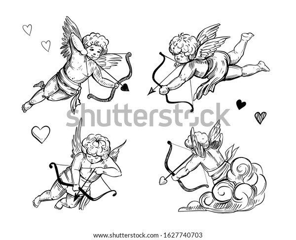Cupid Sketch Vector Illustration Outline Transparent Stock-vektor ...