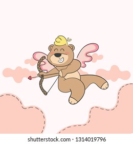 Cupid Teddy Bear Cartoon Character Happy Stock Vector (Royalty Free ...