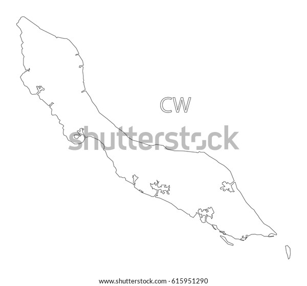 Curacao Outline Silhouette Map Illustration: vector de stock (libre de ...