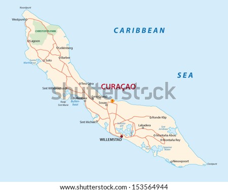 Curacao Road Map Stock Vector (Royalty Free) 153564944 - Shutterstock