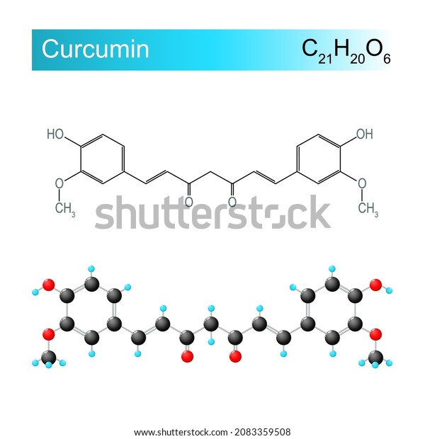 Curcumin Molecular Formula Chemical Structural Formula: เวกเตอร์สต็อก ...
