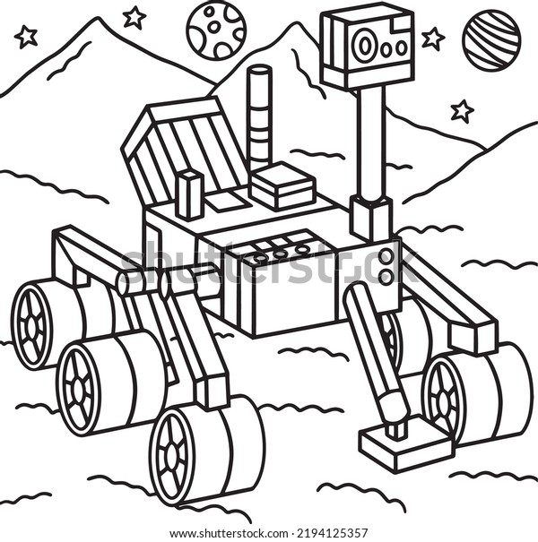 Curiosity Mars Rover Coloring Page Kids: เวกเตอร์สต็อก (ปลอดค่า ...