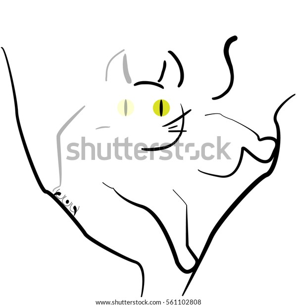 Curious Cat Watching Symbol Icon Logo Stock Vector (Royalty Free ...