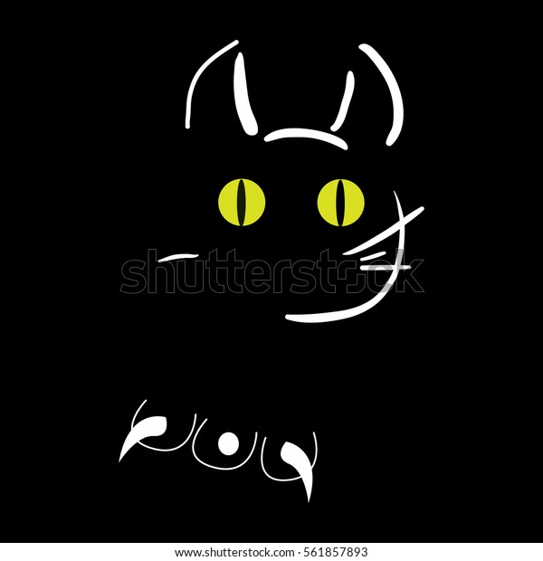 Curious cat is watching, symbol, icon, logo.
