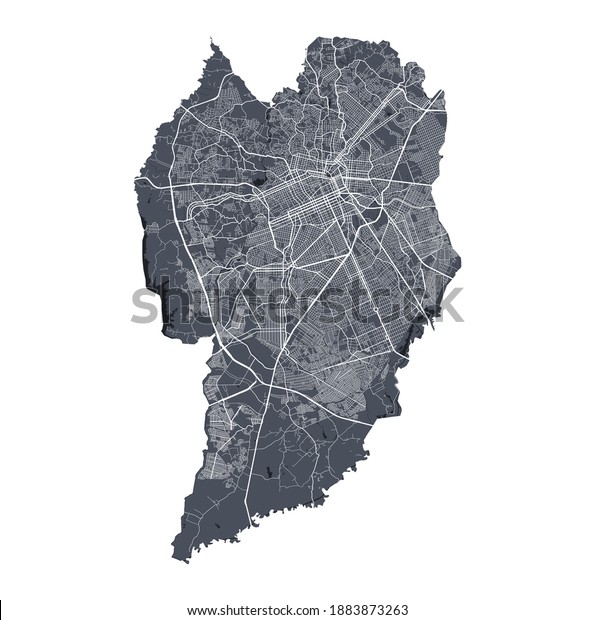 Curitiba map. Detailed vector map of Curitiba city administrative area ...