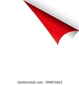 Curled Red Paper Corner White Background Stock Vector (Royalty Free ...