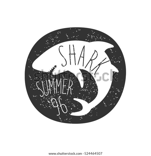 Curled Shark Round Frame Summer Surf Stock Vector (Royalty Free ...