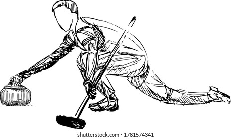 Curling Game Athlete Vector Sketch Stock Vector (Royalty Free ...