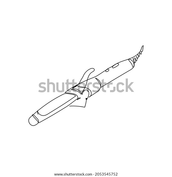 Curling Iron Continuous Line Drawing One Stock Vector (Royalty Free ...