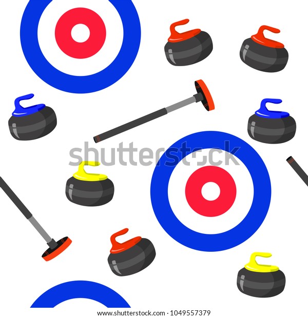 Curling Sport Seamless Pattern Broom Stone Stock Vector (Royalty Free ...