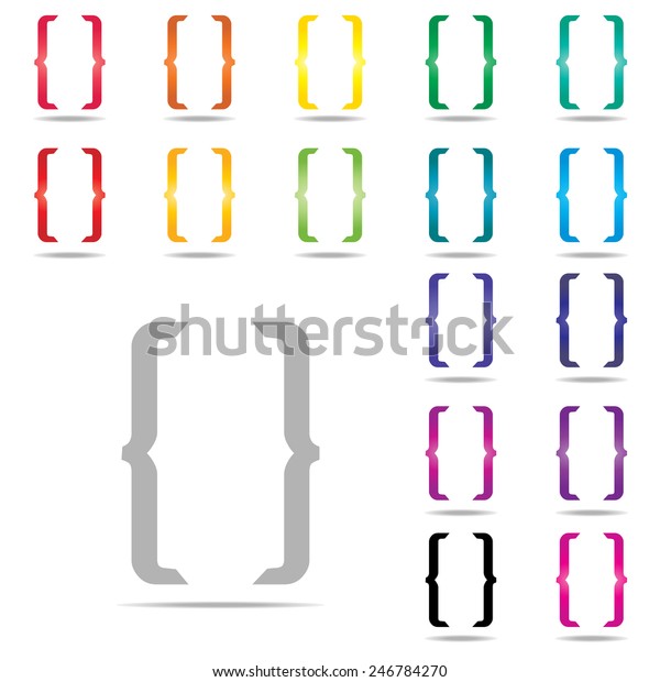 Curly Bracket Icon Set Colorful Vector Stock Vector (Royalty Free ...