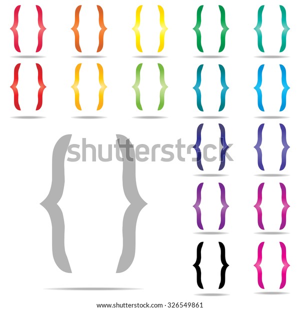 Curly Bracket Icon Set Colorful Vector Stock Vector (Royalty Free ...