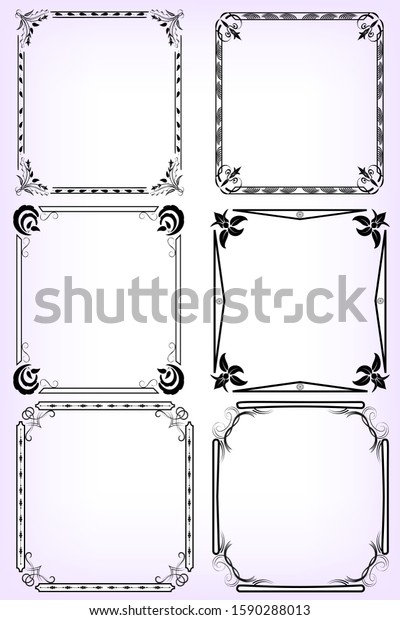 Curly Frames Black Color Set Photo Stock Vector (Royalty Free ...