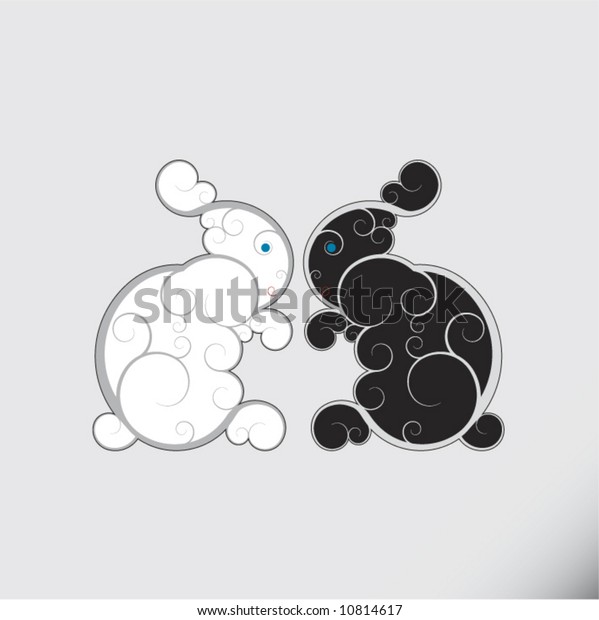 Curly Rabbit Black White Stock Vector (Royalty Free) 10814617 ...