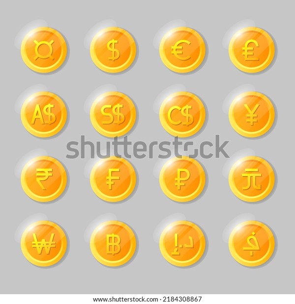 Currency Coin Symbols Vector Icon Set Stock Vector (Royalty Free ...