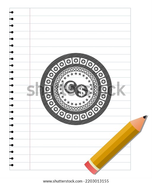 Currency Exchange Icon Emblem Draw Pencil Stock Vector (Royalty Free ...