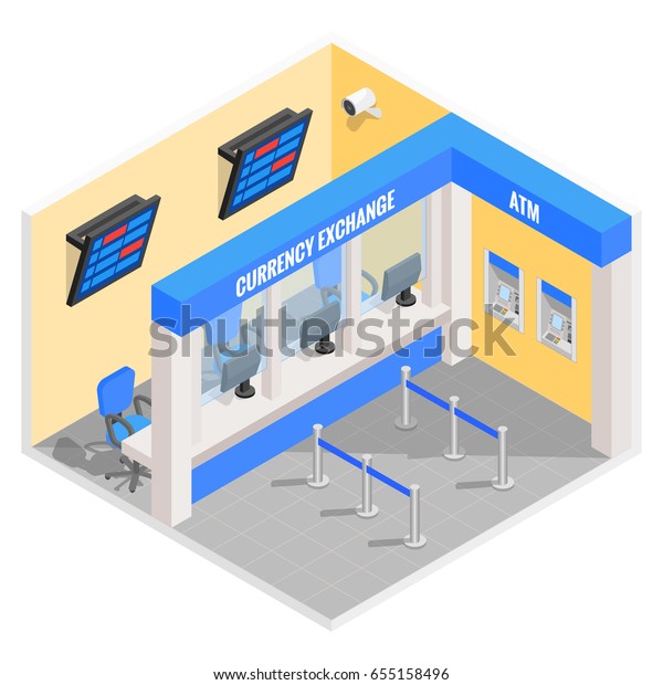 Currency Exchange Office Isometric Style Design Stock Vector (Royalty ...