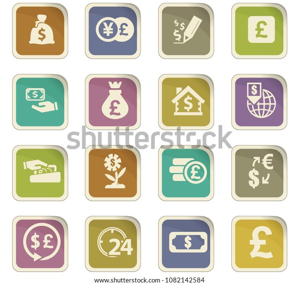 Currency Exchange Vector Colored Paper Stickers Stock Vector (Royalty ...