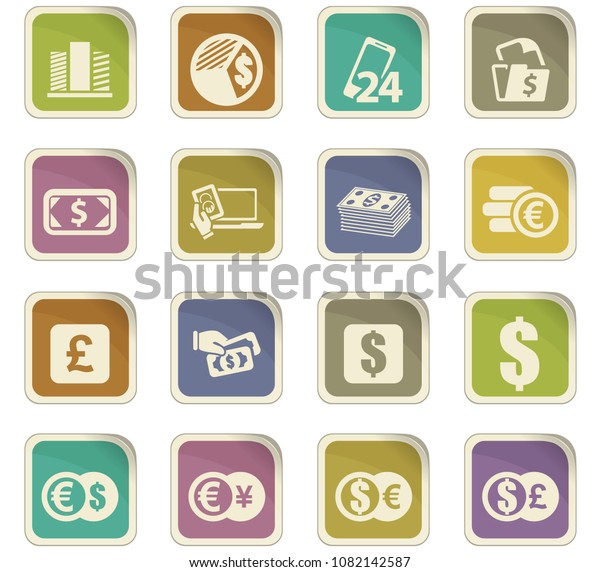 Currency Exchange Vector Colored Paper Stickers Stock Vector (Royalty ...