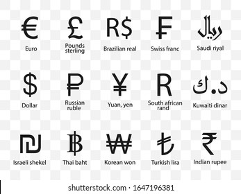 Vector Set Sketch Modern Currency Symbols Stock Vector (Royalty Free ...