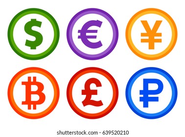 Currency Icons Set Stock Vector (Royalty Free) 639520210 | Shutterstock