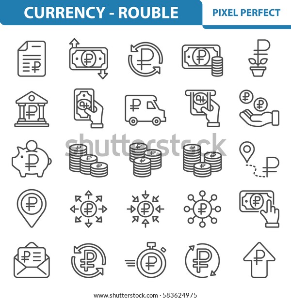 Currency Rouble Icons Professional Pixel Perfect Stock Vector (Royalty ...