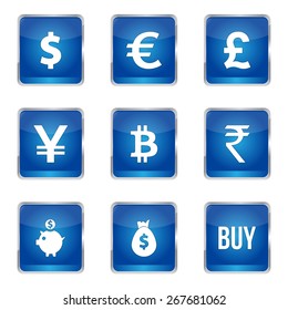 Currency Sign Square Vector Blue Icon Stock Vector (Royalty Free) 267681062