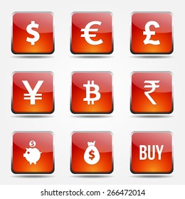 Currency Sign Square Vector Orange Icon Stock Vector (Royalty Free ...