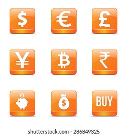 Currency Sign Square Vector Orange Icon Stock Vector (Royalty Free ...