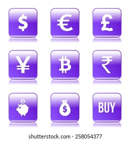 Currency Sign Square Vector Violet Icon Stock Vector (Royalty Free ...