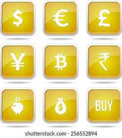 Currency Sign Square Vector Yellow Icon Stock Vector (Royalty Free ...