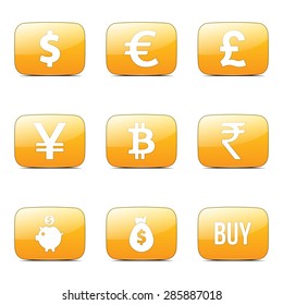 Currency Sign Square Vector Yellow Icon Stock Vector (Royalty Free ...